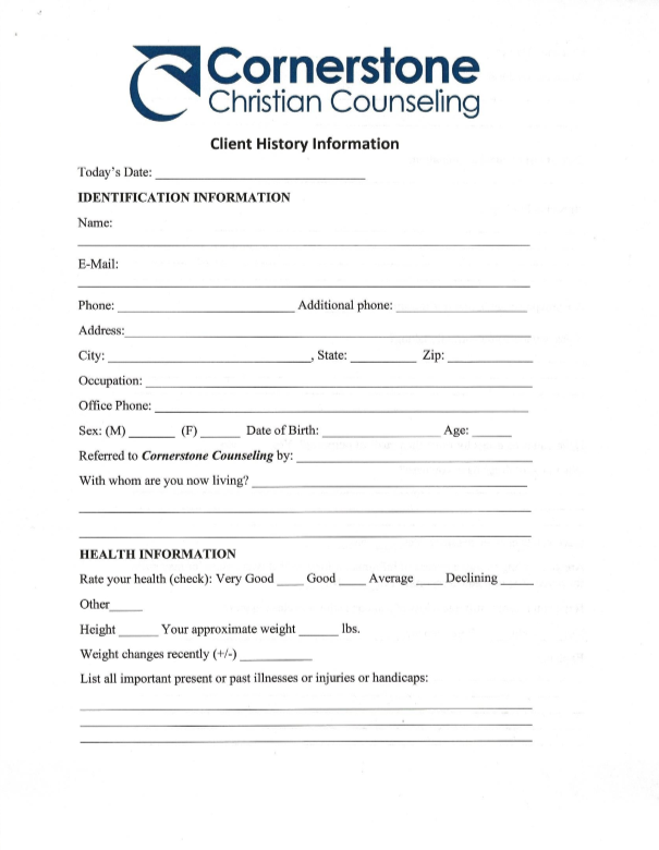 CLIENT HISTORY INFORMATION SHEET